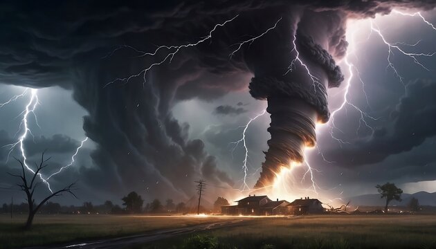 Tornado With Lightning Wallpaper