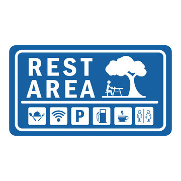 Blue Rest Area Sign