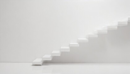 white stairs or steps going up on white wall background business ...