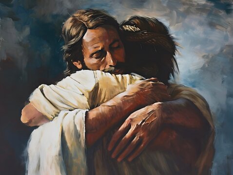 Jesus Christ Hugging Man