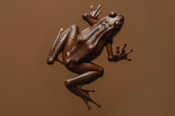 chocolate frog on brown background isolated