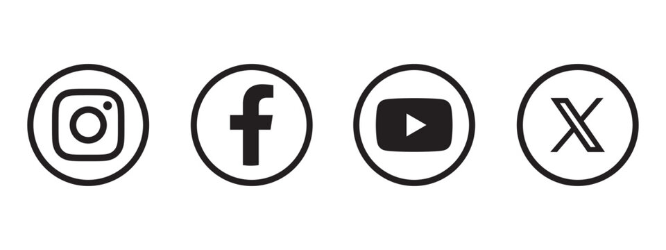 White Social Media Icons Png Facebook Twitter Instagram Tiktok Stock