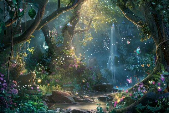 Enchanted Forest With Fairies Wallpaper