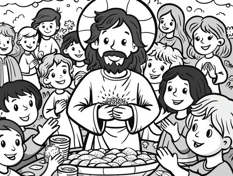 Coloring Pages Of Jesus Feeding Five Thousand