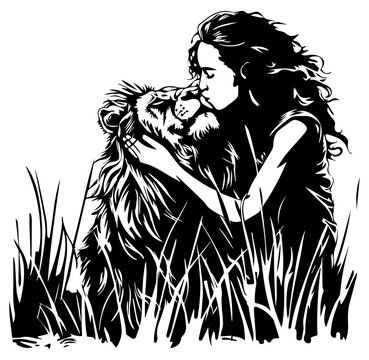 Lion And Woman Drawing