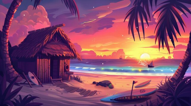 Beach Sunset Cartoon Images – Browse 49,218 Stock Photos, Vectors, and ...