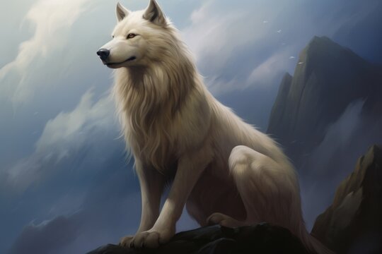 Wolf Sitting Back View