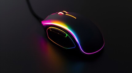 A computer mouse with a colorful light on it