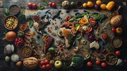 colourful world food day poster with world map