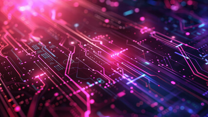 Futuristic digital light streaks with glowing blue and pink elements ...