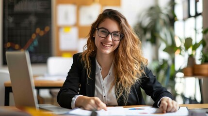 lady Accountant smile with her job