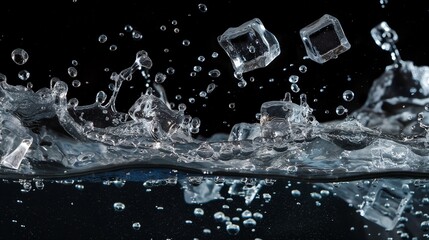 ice cubes with water in the ice glass abstract background in ultra hd
