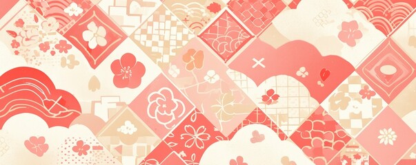 Sewing fabric with Peach pink and beige pastel seamless pattern with ...
