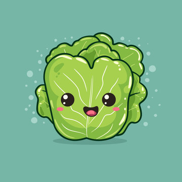 cute lettuce cartoon