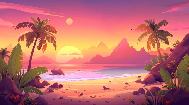 Beach Sunset Cartoon Images – Browse 50,767 Stock Photos, Vectors, and ...