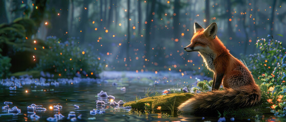 Red Fox in Dense Forest Amidst Natural Habitat from Pikwizard