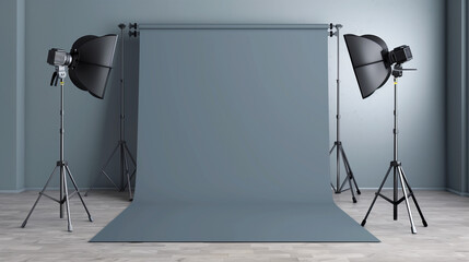 gray paper photo studio background with lighting, AI Generated Images