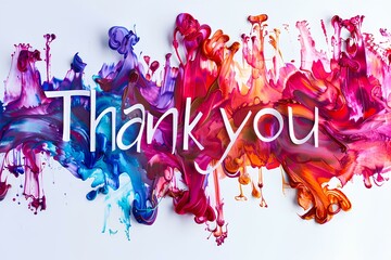 A vibrant image featuring a "Thank you" word sign crafted from paper ...