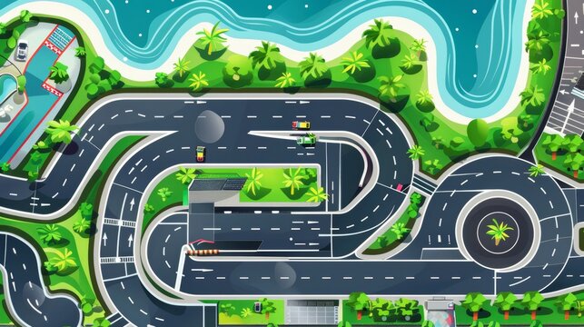 Car Racetrack Cartoon Backgrounds