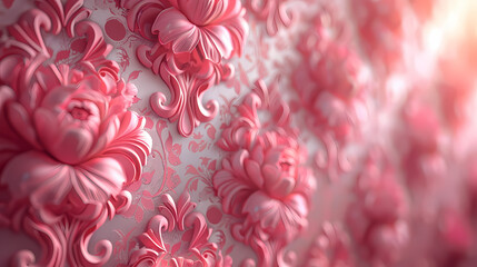 floral ornate pink wallpaper for home interior classic decorations ...