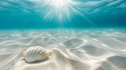 One seashell shell lies on the sandy shore of the sea or ocean at ...