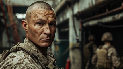 The close up picture of the military officer is working on the ...