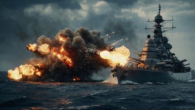 Battleship Firing Wallpaper
