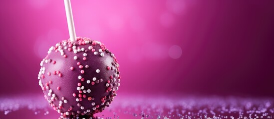 Close-Up of Pink Chocolate Cake Pops with Sprinkles and Bows from Pikwizard