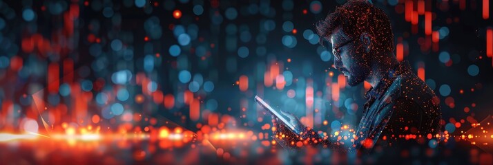 Futuristic Digital Interface with Binary Codes and Data Streams from Pikwizard