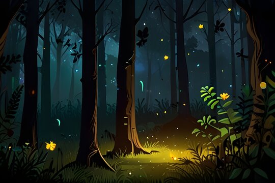 Scary Forest Cartoon Background