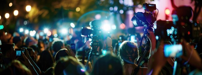 photographers taking photos of celebrities in the style of paparazzi.