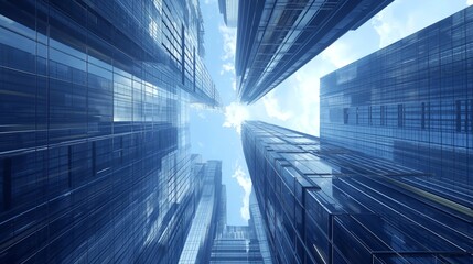 Modern Skyscraper with Glass Facade Reflecting Sky from Pikwizard