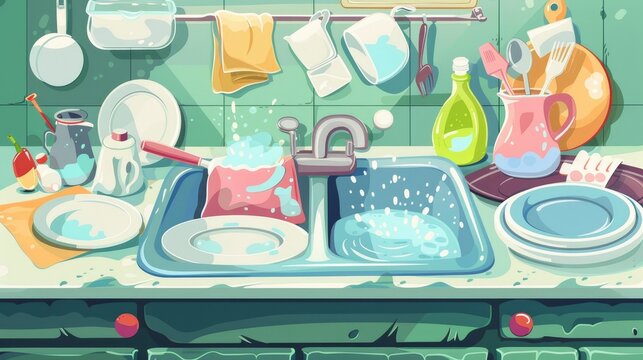 Clean Kitchen Cartoon