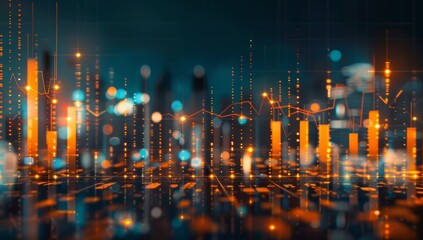 A stock market graph with orange and black lines, representing the ...