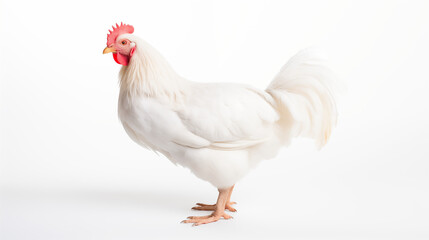 white chicken side view on white background