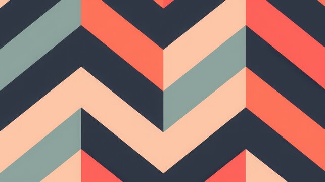 Teal And Coral Chevron Background
