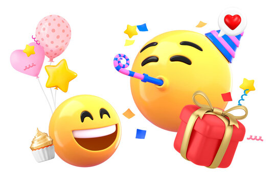 Celebrating Smiley Celebrate Emoji Stock Photos, Images And