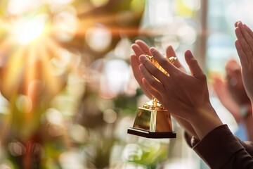 Warm sunlight illuminates a hand ringing a service bell in this image ...