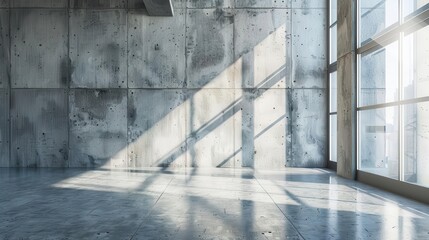 concrete wall and floor in old building interior 3d rendering