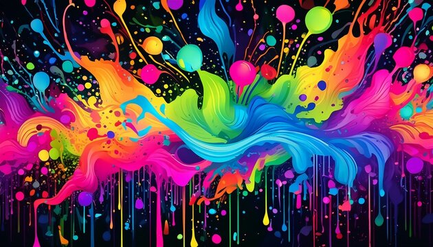 Neon Color Splash Rainbow Rainbow Colour Fruit Splash Stock Photos