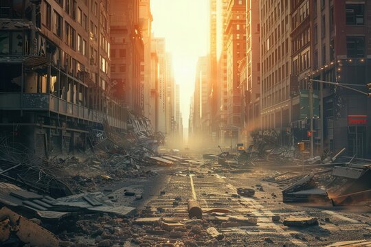 Destroyed City Background 4k