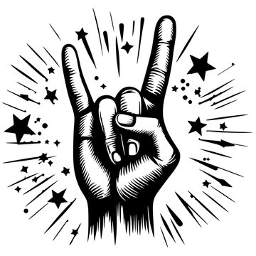 Rock Hand Sign Drawing