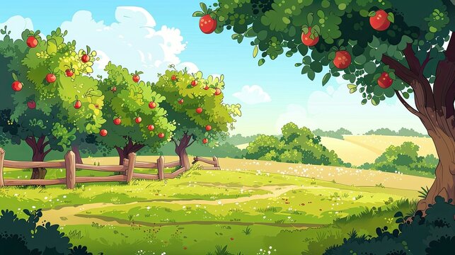 Cartoon Apple Orchard