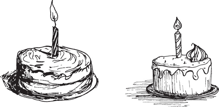 Happy Birthday Cake Pencil Sketch