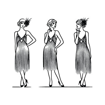 Flapper Dress 1920s Drawing