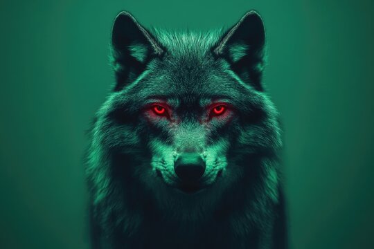 Red Wolf With Green Eyes