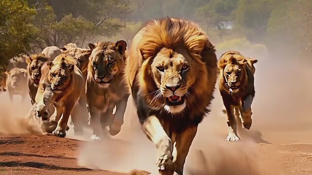 lions running
