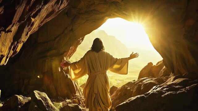 Jesus Resurrection Background Empty Tomb Of Jesus Christ With Cross