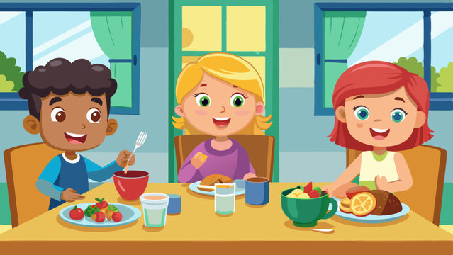 Cartoon Kids Eating Breakfast Images – Browse 18,447 Stock Photos ...