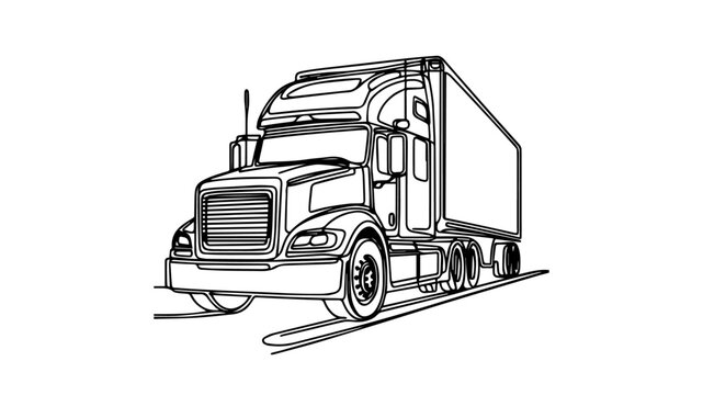 Semi Truck Line Drawing